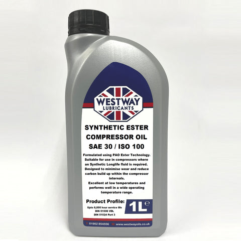 Compressor Oil ISO 100 - SAE 30 Synthetic PAO 8000 Hours – Westway Oils