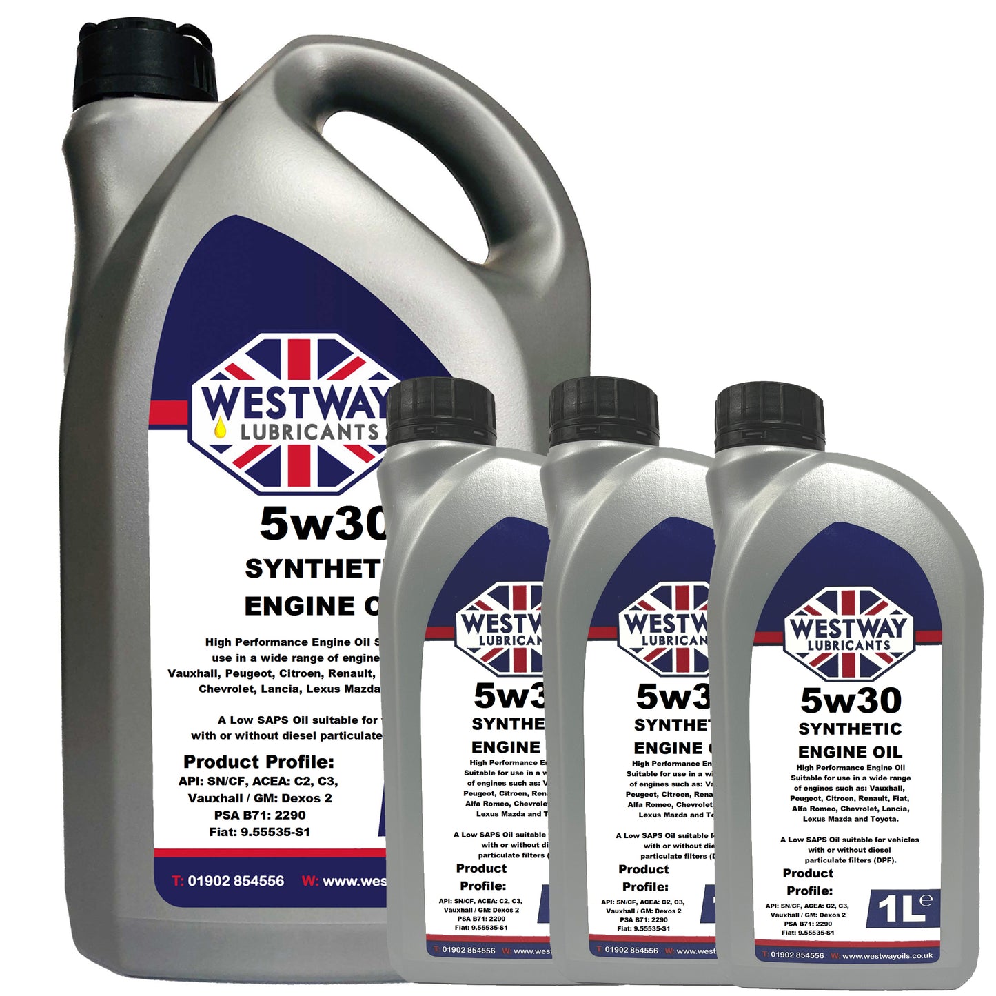 5w30 C2 C3 Dexos 2 Synthetic Engine Oil for Vauxhall Fiat Renault Peug ...