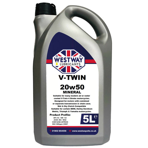 20w50 4T Mineral Motorcycle Oil V-Twin – Westway Oils
